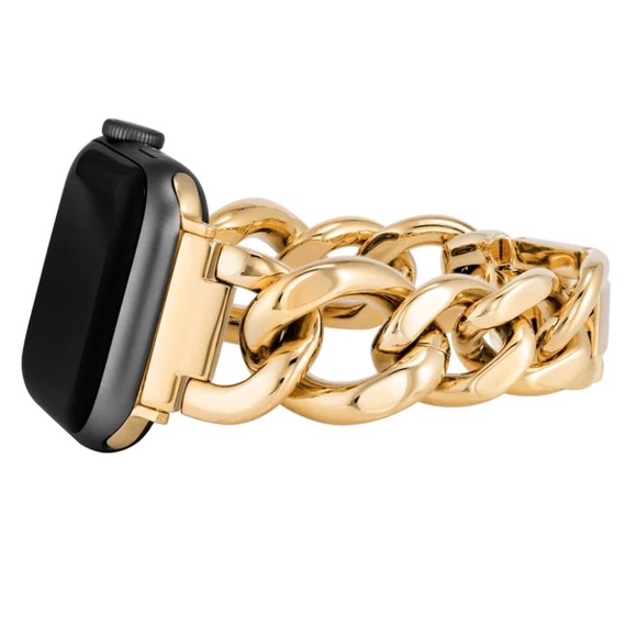 Anne Klein | Accessories | Apple Watch Wrist Watch Band Gold Chain Link ...
